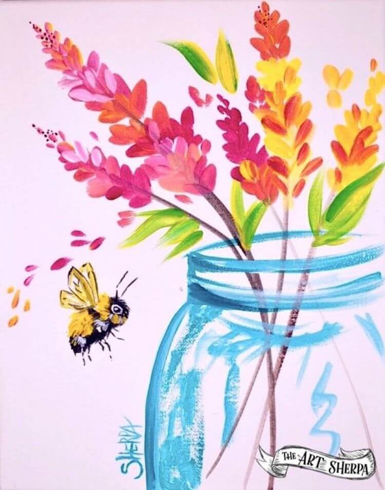 Flower Painting Ideas Using Acrylic Paint on Canvas - Mom's Got the Stuff