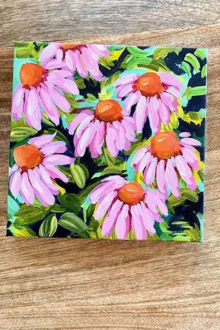 Flower Painting Ideas Using Acrylic Paint on Canvas - Mom's Got the Stuff