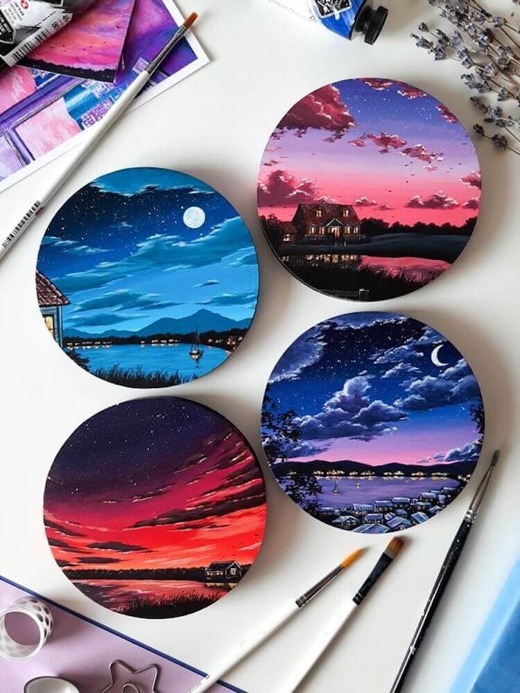 Beautiful Sunset Painting Ideas - Mom's Got the Stuff